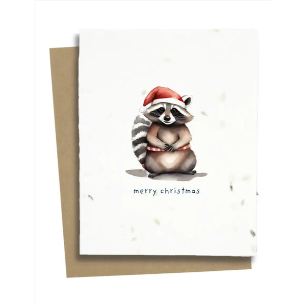 Raccoon Christmas Card | Plantable Holiday Cards | The Gifted Type