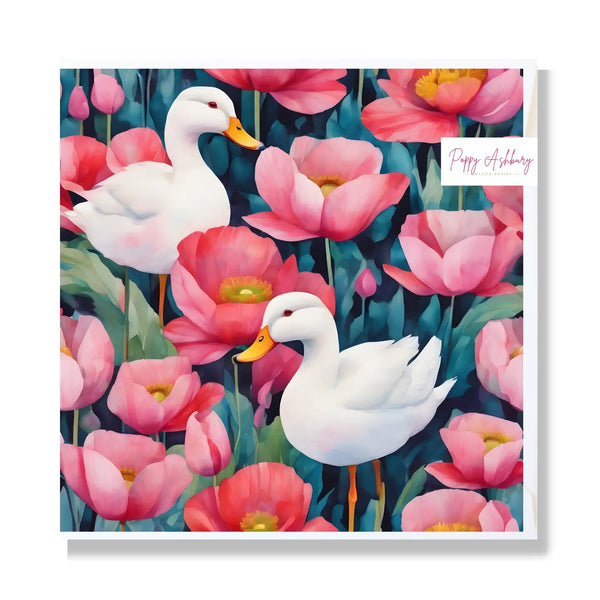 Ducks In Bloom Card | Blank Art Cards | The Gifted Type