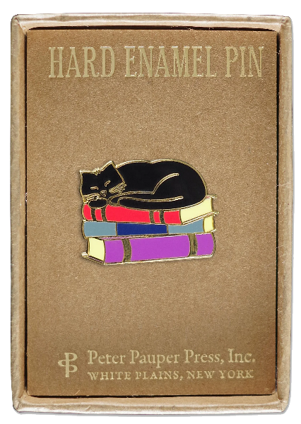 Cat With Books Enamel Pin | Peter Pauper Press | The Gifted Type