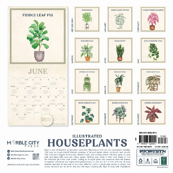 House Plants | 2025 Wall Calendars | The Gifted Type