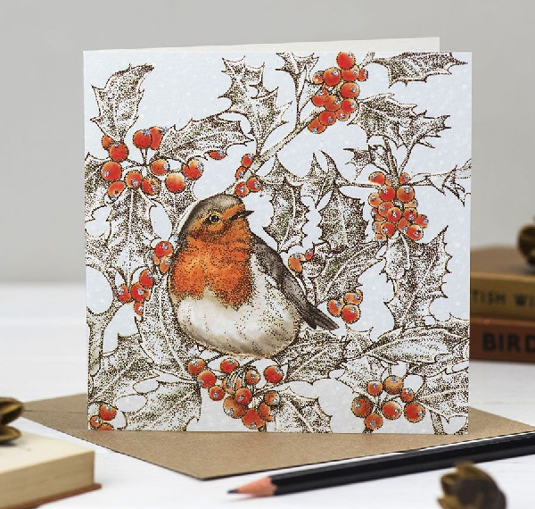 Robin And Holly Blank Art Card | Blank Art Cards | The Gifted Type