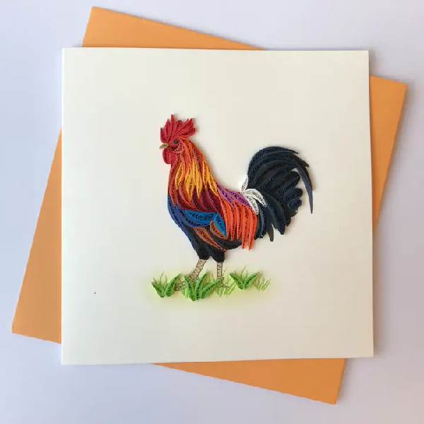 Rooster Card | Quilling Blank Art Cards | The Gifted Type
