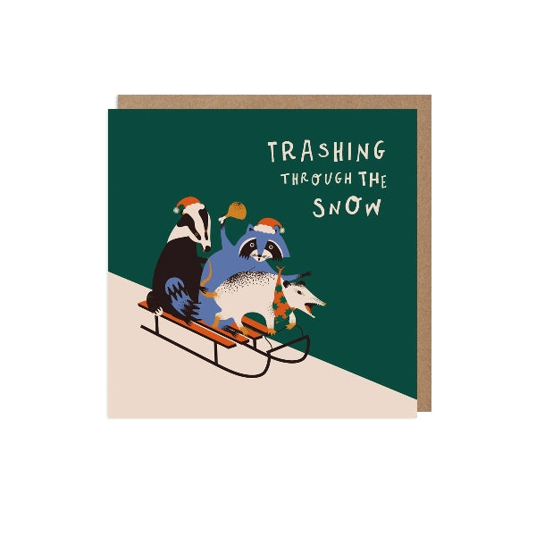 Trashing Through The Snow Holiday Card | Holiday Cards | The Gifted Type