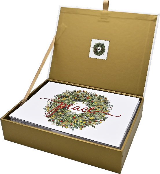 Wreath Of Peace Deluxe Holiday Cards | Peter Pauper Press | The Gifted Type