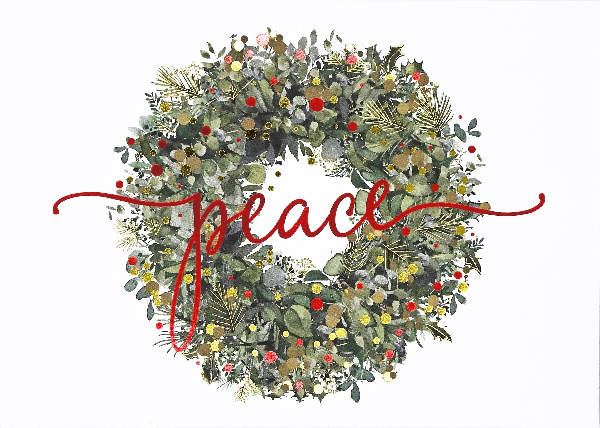 Wreath Of Peace Deluxe Holiday Cards | Peter Pauper Press | The Gifted Type