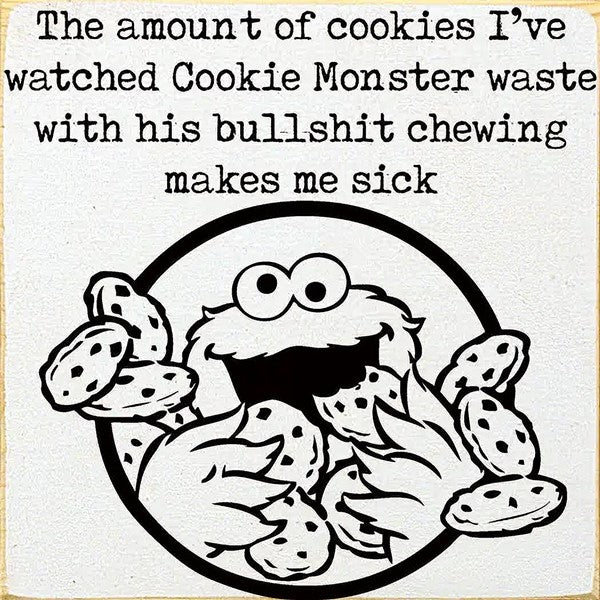 Cookie Monster Wooden Sign (White) - The Gifted Type